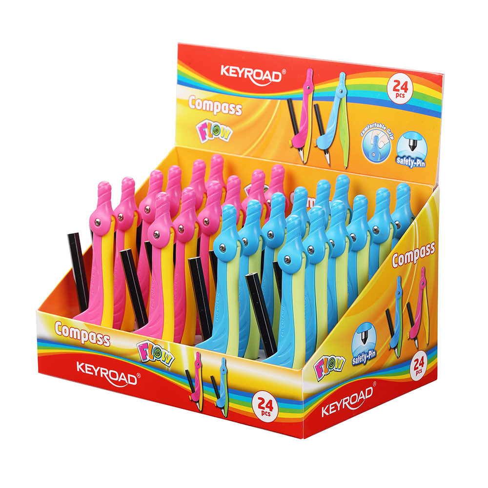 Compás de plástico con soporte universal y lápiz HB. Caja 24 und ...